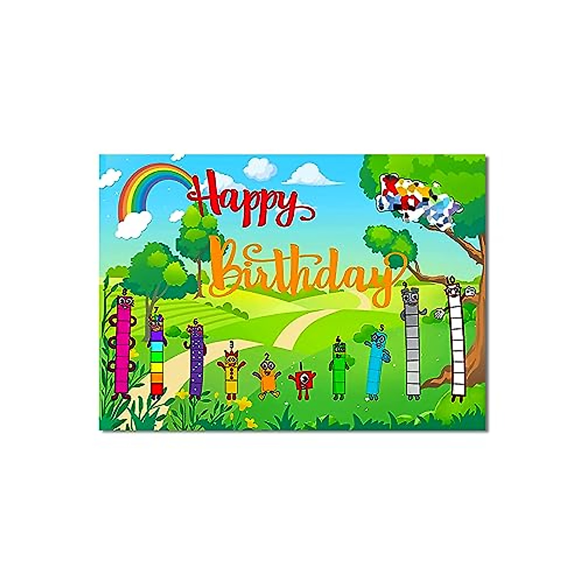 107 Pcs Number Blocks Birthday Party Supplies - Number Birthday Decorations Include Banner, Latex Balloons, Cake Topper, Cupcake Toppers, Backdrop, Stickers, Digital Themed Block Party Gift Sets