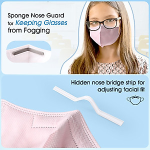 Semask Kids KN95 Adjustable Masks 25 Pack, Individually Wrapped Disposable Masks with Adjustable Ear Loops (Pink)