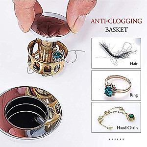 PTAbiao Basin Pop-Up Drain Filter Universal Wash Bounce Built in Anti Clogging Strainer Sink Shroom Drain Plug Strainer Cover for Kitchen Bathroom (2Pcs)