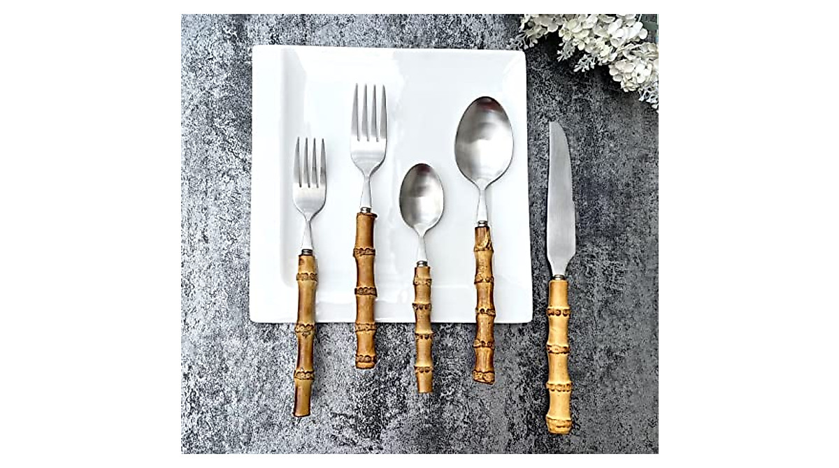 Nature Bamboo Handle Flatware Set - Eco-Friendly Silverware