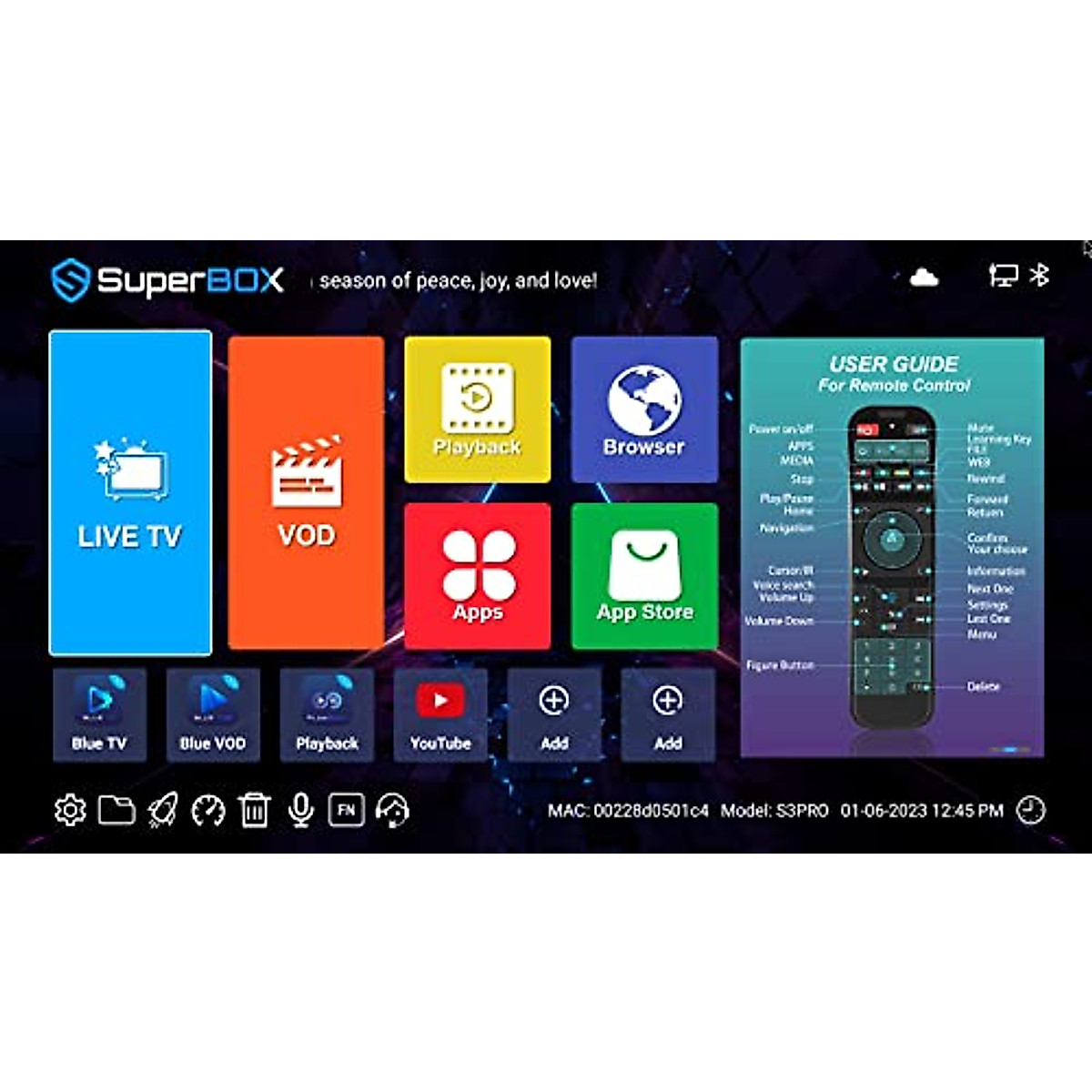 2023 The Best Version of English Android 9.0 OS S3Pro S3 pro TV Box Powerful Quad-core Processor Connection Support HD 6K User-Friendly Interface Come with Mini-Keyboard
