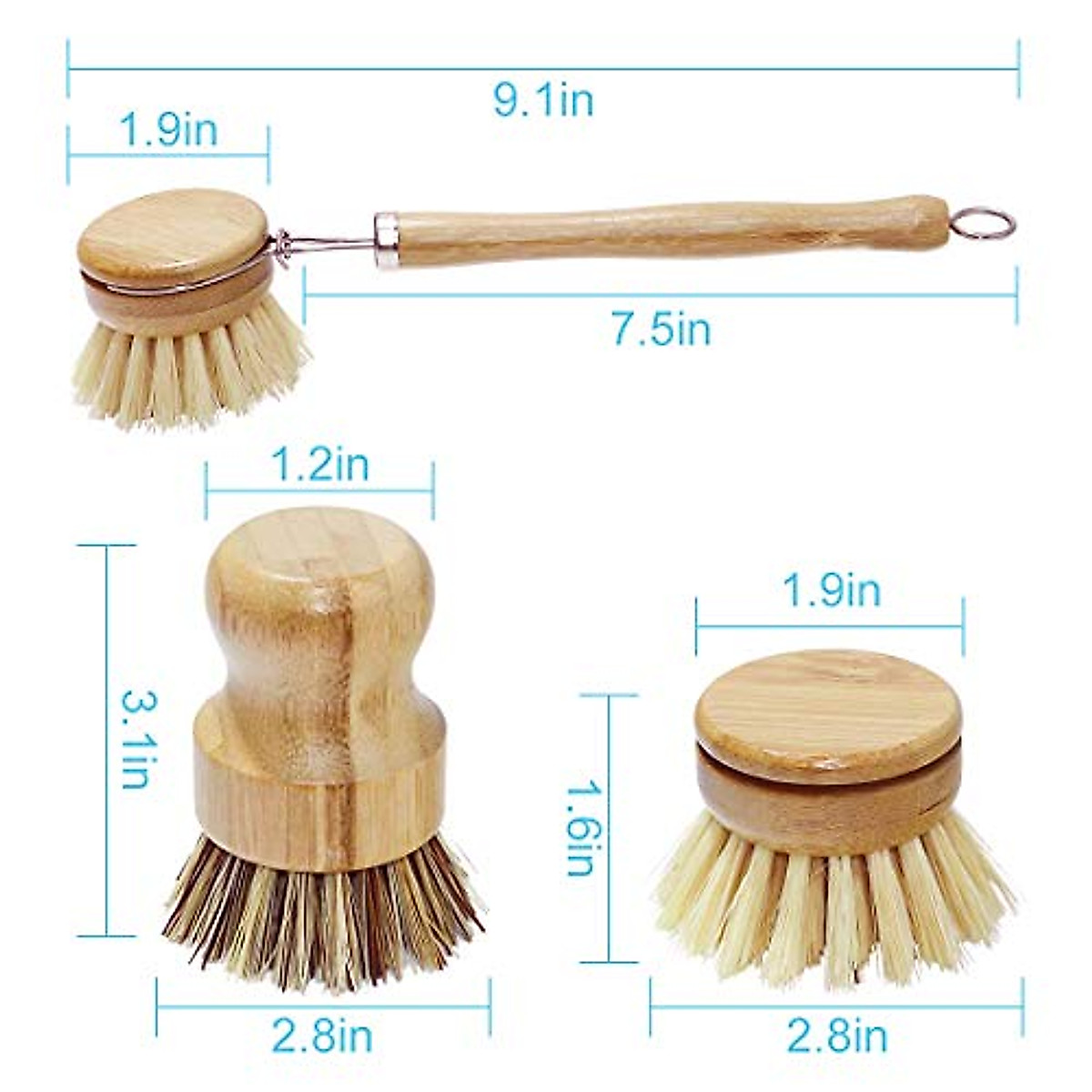 Cosumina Bamboo Kitchen Cleaning Brush Dish Cleaning Brush Long Handle Pan Pot Brush Dish Bowl Washing Cleaning Brush (5)