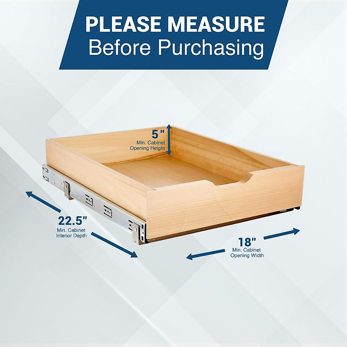 Knape & Vogt RS-WMUB-17-WD 5 in. H x 18 in. W x 22 in. D Soft-Close Wood Drawer Box Pull-Out Cabinet Organizer