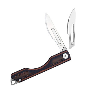 edcfans Folding Pocket Knife G10 Handle, Skinning Knives for Hunting, Scalpel Knife with 10 Razor Sharp Surgical #24 Carbon Steel Replacement Blades, Perfect EDC Keychain Utility Knife for Outdoor