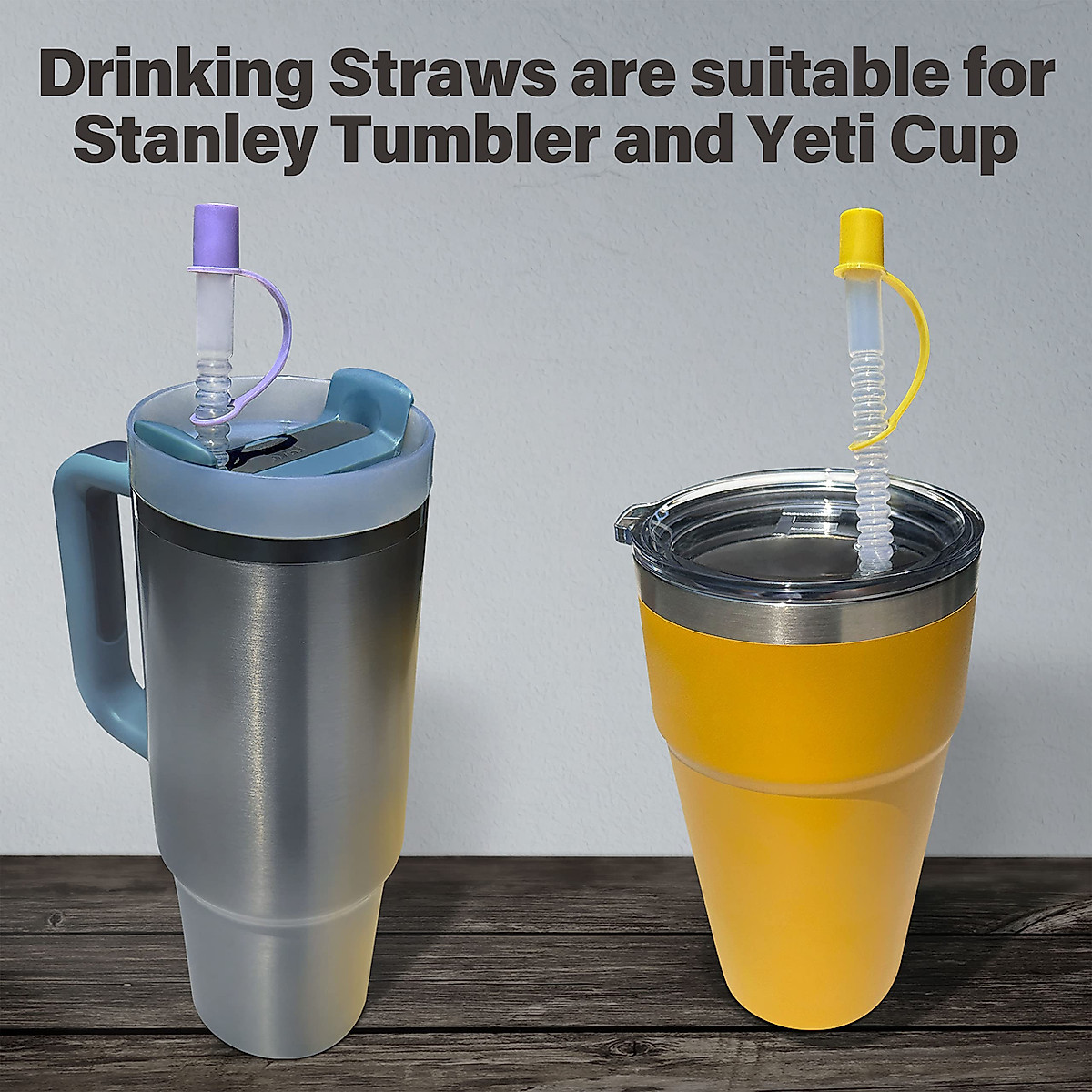 Bendable Straws with Straw Covers Cap - 11 inch Long Flexible Straws - Bendy Drinking Straws Reusable with Covers Cap Assorted Colors - 14 Pack
