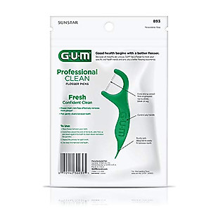 GUM - 70942302395 Professional Clean Flossers Extra Strong Flosser Pick, Fresh Mint, 90 Count (Pack of 6)