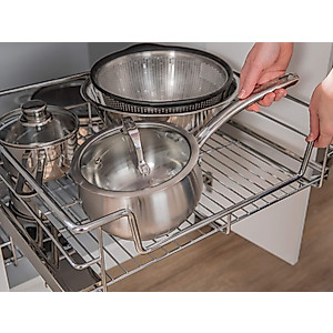 NewAge Products Home Cabinet 24 in. Pull-Out Basket, Kitchen Cabinet Pull Out Organizers, Heavy Duty Steel Under Cabinet Storage Sliding Drawer, Chrome Finish, 80612