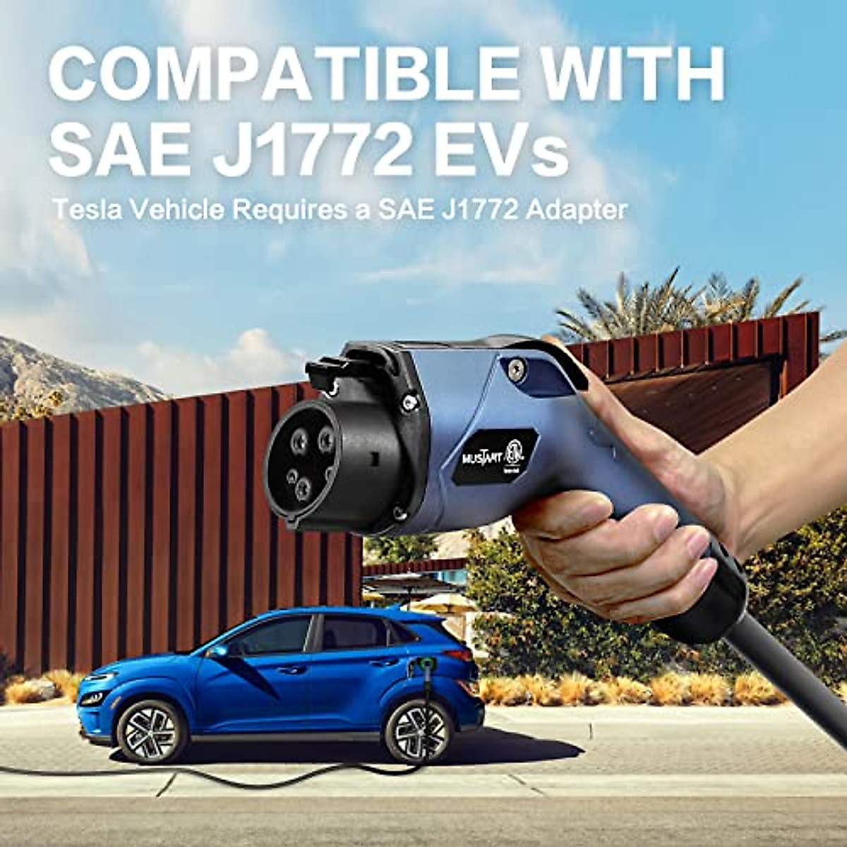 MUSTART Level 2 Portable EV Charger (240 Volt, 25ft Cable, 25 Amp), Electric Vehicle Charger Plug-in EV Charging Station with NEMA 10-30P