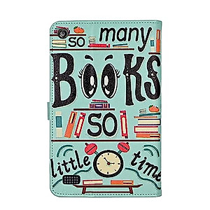 YOYOYX Case for Amazon Kindle Fire 7 Tablet 9th/7th Generation 2019/2017 Release, Slim Protective Case PU Leather Folding Stand Shell Shockproof TPU Back Cover, Book Lover Quotes