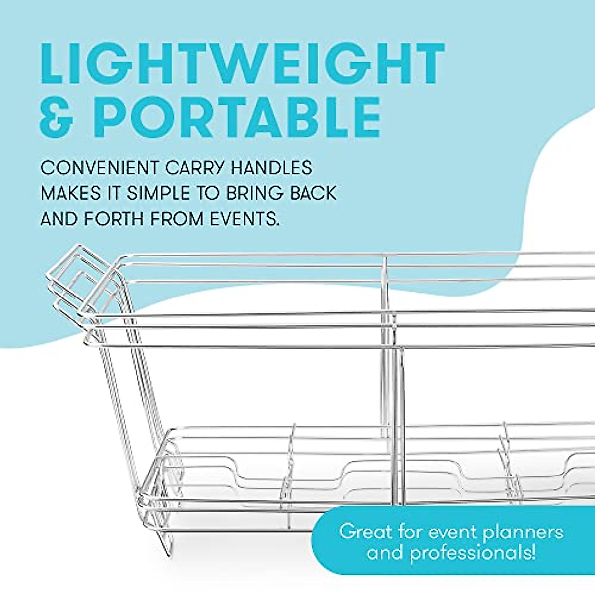 Disposable Chafing Dish Buffet Set Food Warming Trays - Buffet Set Trays Food Warmers for Parties & Events - Replacement Chafing Dishes for Catering (3 Wire Racks)