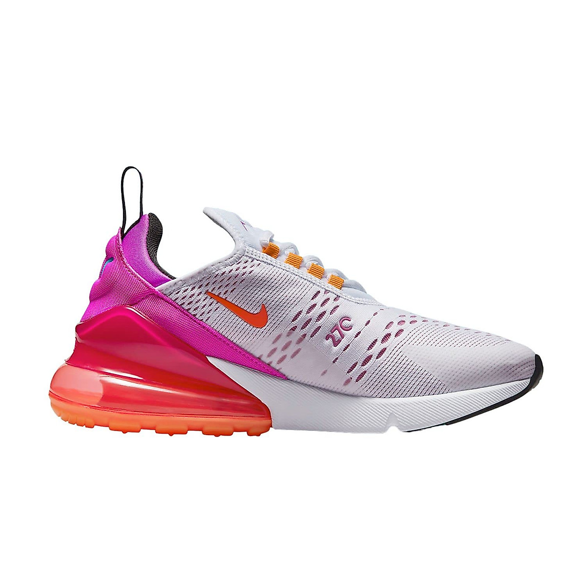NIKE Women's Air Max 270 Shoes, White/Bright Crimson, 8.5