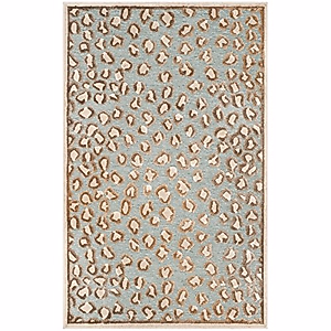SAFAVIEH Paradise Collection 2'7" x 4' Stone / Aqua PAR84 Animal Print Viscose Accent Rug