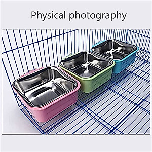 FUUIE Bowls for Food and Water Pet Feeding Bowl Anti-Slip Non-Slip Stainless Steel Travel Food Feeder Hanging Fixed Bowl Puppy Dog Cat Pet Supplies (Color : Blue)