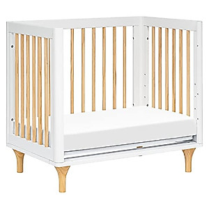 Babyletto Lolly 4-in-1 Convertible Mini Crib and Twin Bed with Toddler Bed Conversion Kit in White and Natural, Greenguard Gold Certified