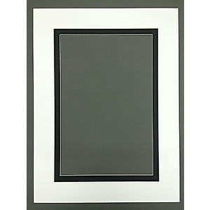 16x20 White & Black Double Picture Mats with White Core Bevel Cut for 11x14 Pictures