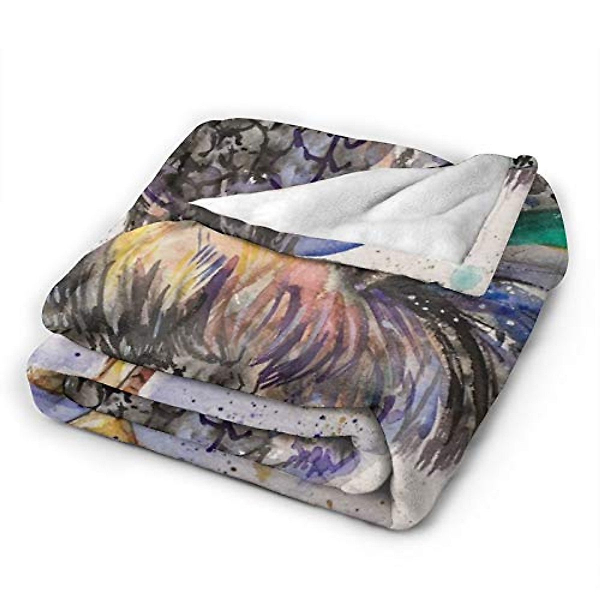 Watercolor Rooster Coloful Chicken Soft Throw Blanket All Season Microplush Warm Blankets Lightweight Tufted Fuzzy Flannel Fleece Throws Blanket for Bed Sofa Couch 50"x40"