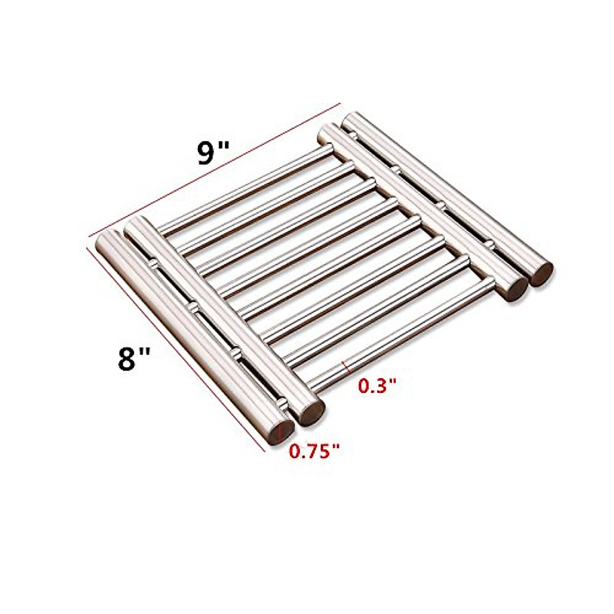 Leoyoubei 8x9 Metal expands Trivet Wite from 9" to 15" Multi-Purpose Spoon Rest and Kitchen Table mats Shrink Pads Non-Sliding hot pad and Pot Holder (Silver x 2)