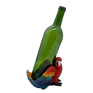 Tropical Parrot Wine Bottle Holder, Tabletop Decoration, 6 Inches