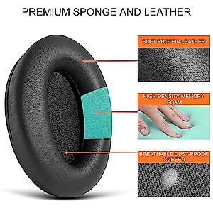 Gvoears Ear Pads for Sony XM3 WH-1000XM3 Wireless Noise Cancelling Over Ear Headphones Replacement Leather Earpads Cushions Earmuffs for WH 1000XM3 with Noise Isolation Memory Foam(Black)