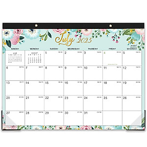 2023-2024 Desk Calendar - 18 Monthly Desk/Wall Calendar 2023-2024 2-in-1,16.8" x 12", Jan 2023 - Jun 2024, Thick Paper with Corner Protectors, Large Ruled Blocks - Floral