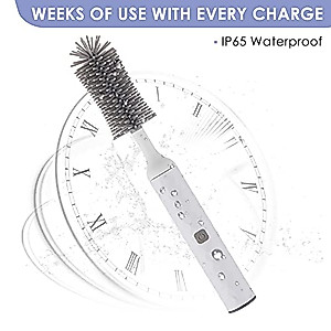 Electric Bottle Brush Set with Baby Bottle Brush, 2 Nipple Brush, Straw Cleaner Brush, Electric Baby Bottle Cleaner, Gift for Pregnant Women and New Moms,White