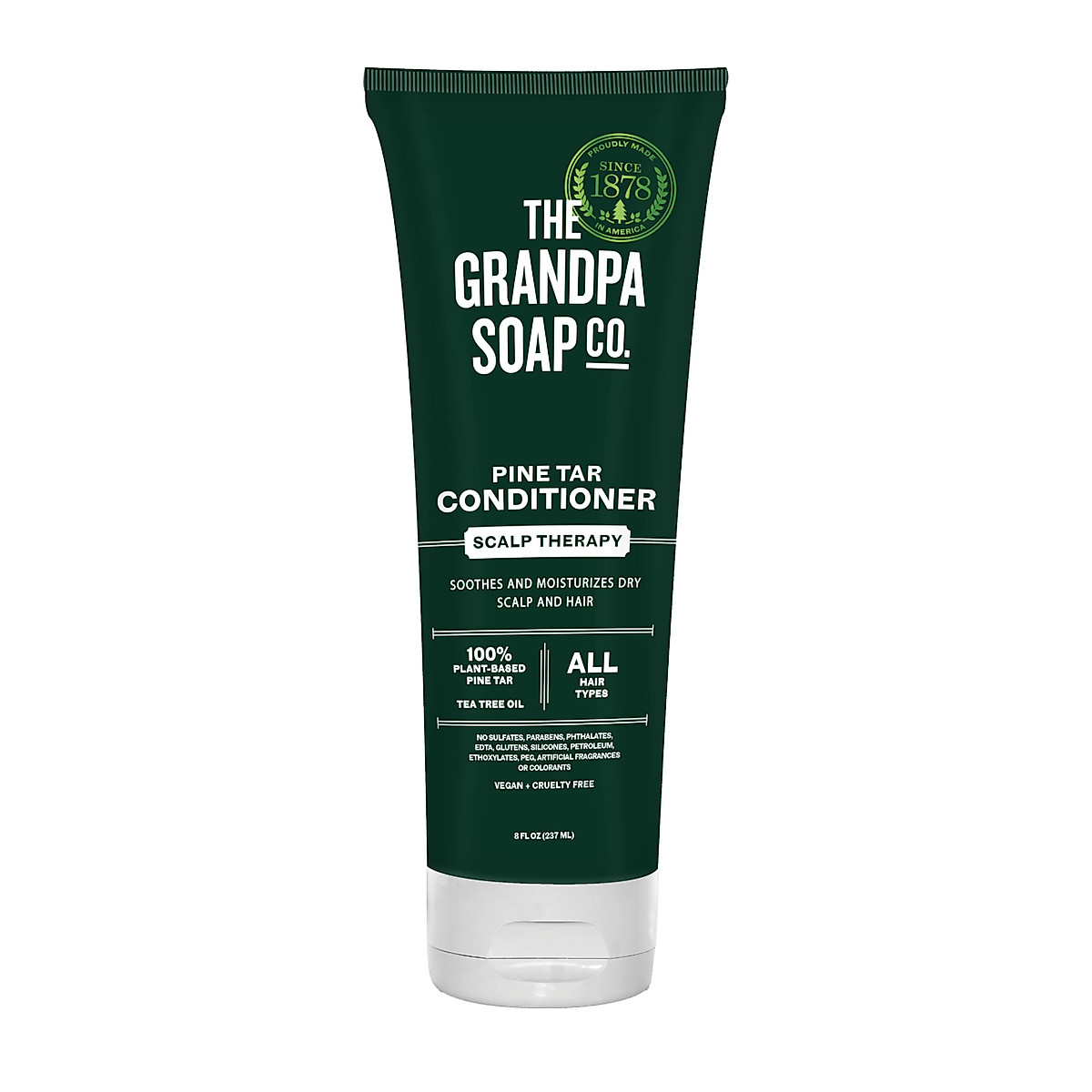 The Grandpa Soap Company Pine Tar Conditioner - Sooths and Moisturizes Dry Scalp, With Pine Tar and Tea Tree Oil, All Hair Types, Vegan, Sulfates and Parabens Free, 8 Fl Oz