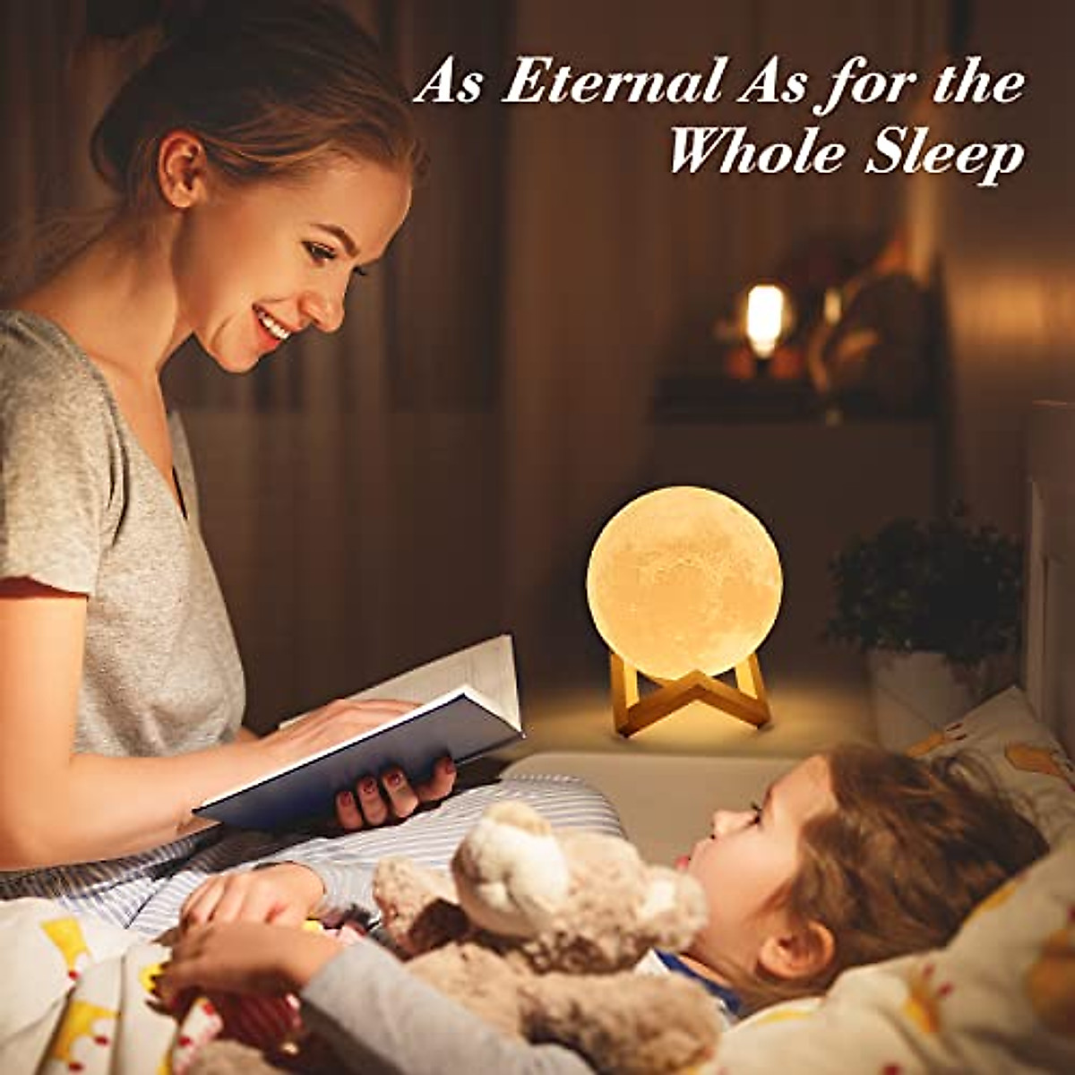 Mydethun 16 Colors Moon Lamp - Home Décor, Party Light with Brightness Control, LED Night Light, Bedroom, Living Room, Meditation, Birthday Gift, with Remote Control and Wooden Base, 4.7"