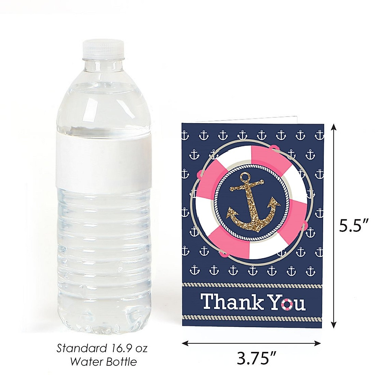 Big Dot of Happiness Last Sail Before the Veil - Nautical Bridal Shower and Bachelorette Party Thank You Cards (8 Count)