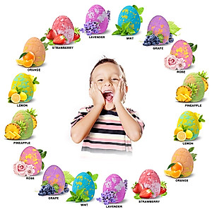 HOTLAKE Dinosaur Bath Bombs Gift Set,16 Pack Organic Bath Bomb for Kids with Toys Surprise Inside. Natural Dino Egg Bathbombs Kit for Christmas or Birthday Gift for Girls and Boys