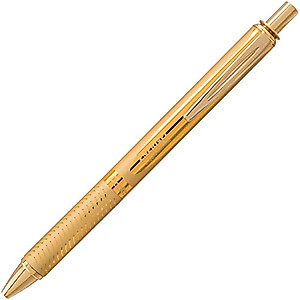 Pentel Energel 0.7 Alloy Rollerball Retractable Liquid Gel Metal Pen - Gold Pen Barrel - Black Ink - Gift Set With 2 Refills for Women, & Men.