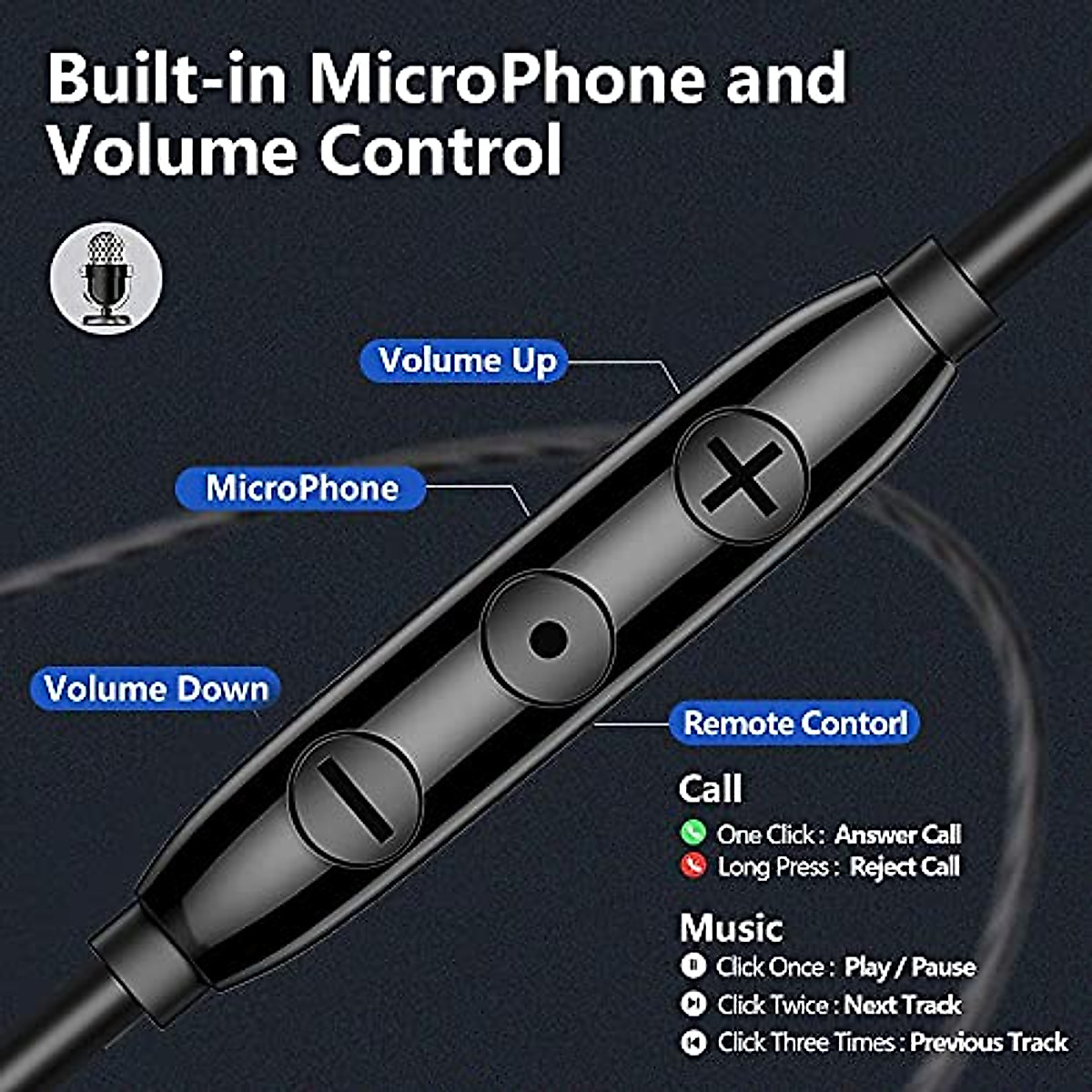 Wired headphones with [four speakers], high-fidelity noise-cancelling stereo subwoofer earbuds with microphone,universal 3.5mm plug earphones with volume adjustment,cnc processing metal back shell