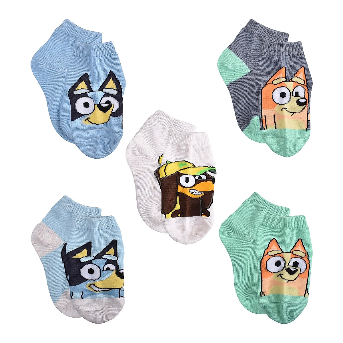 Bluey Boys Quarter Socks, Grey, Medium US