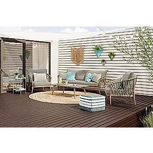 SIMPLIHOME Belize 75 Inch Wide Contemporary Outdoor Sofa (Set of 2) with Back Cushions in Sand Drift Polyester Fabric, For the Living Room and Family Room