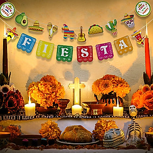 Cinco De Mayo Banner Mexican Party Supplies Sign Banner Garland Fiesta Party Decoration Day of the Dead Backdrops Ceiling Hanging Card Tissue Decorations for Mexican Festival Tacol Theme Birthday