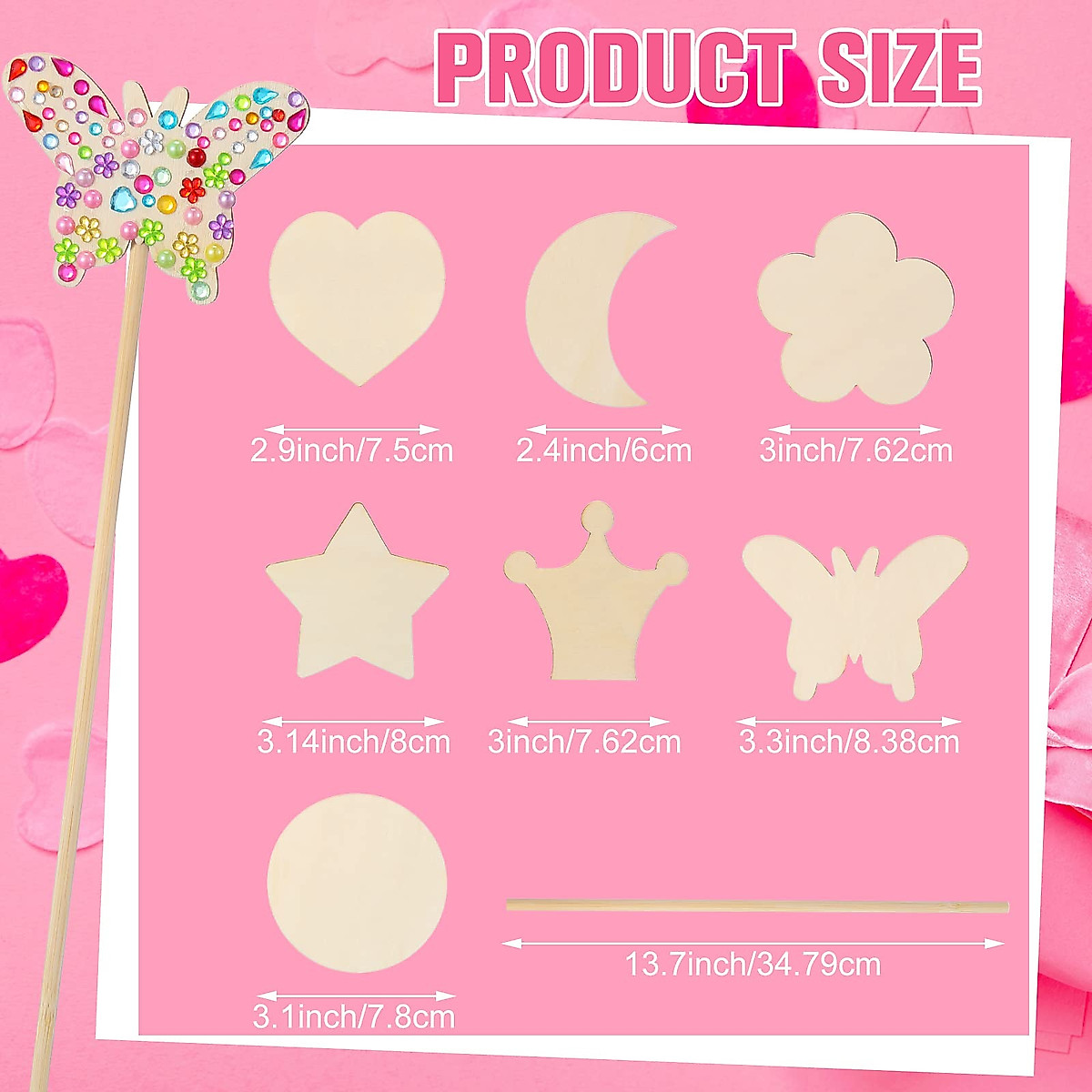 30 Pieces Princess Fairy Wands Kit Include 21 Wooden Fairy Wands Make Your Own Princess Wand, 6 Watercolor Brushes and 3 Gem Stickers Unfinished Wooden DIY Fairy Wand Art Craft Kit for Party Supplies