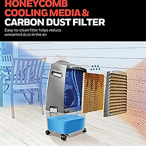 Honeywell 525 CFM 3-Speed Outdoor Rated Portable Evaporative Cooler (Swamp Cooler) for 491 Sq. Ft. with GFCI Cord