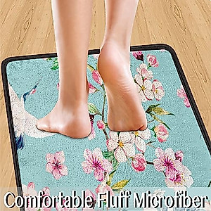 Red Heads Crane Kitchen Mat 2 PCS Waterproof Non-Slip Ergonomic Comfort Mat Anti Fatigue Kitchen Rug for Kitchen Floor Home Office Sink 47"X17"+29"X17" Inch