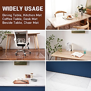 36x60 Inch Clear Table Cover Protector 1.5mm Thick PVC Water Resistant Rectangle Plastic Non-Slip Table Pad for Wooden Table Kitchen Dining Room