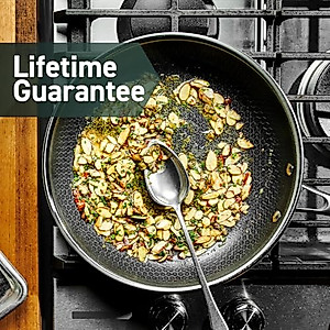 HexClad Hybrid Nonstick 8-Inch Fry Pan with Tempered Glass Lid, Stay-Cool Handle, Dishwasher and Oven Safe, Induction Ready, Compatible with All Cooktops