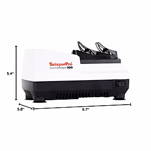 Chef's Choice Scissorpro Electric Professional with Diamond Hone Features Precise Angle Guides Sharpens a Variety of Household Scissors, 2-Stage, White