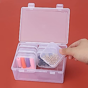 KINBOM 22 Pcs Plastic Storage Cases, Mini Bead Storage Box with Lids Rectangle Clear Bead Storage Container Organizer for Jewelry Making Crafts Small Items (2pcs Large, 20pcs Small)