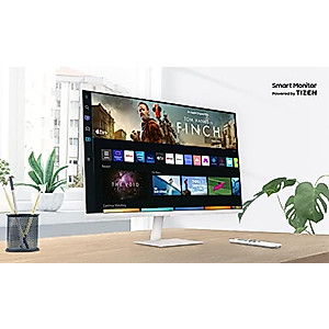 SAMSUNG 32" M70B Series 4K UHD USB-C Smart Monitor & Streaming TV, 4ms, 60Hz, HDR10, Wireless Display, Slimfit Camera, Gaming and IoT Hubs, Alexa Built in, 2022, LS32BM703UNXZA, White