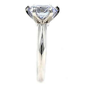 espere 3 Ct CZ Solitaire Engagement Ring Sterling Silver White Gold Plated Size 6