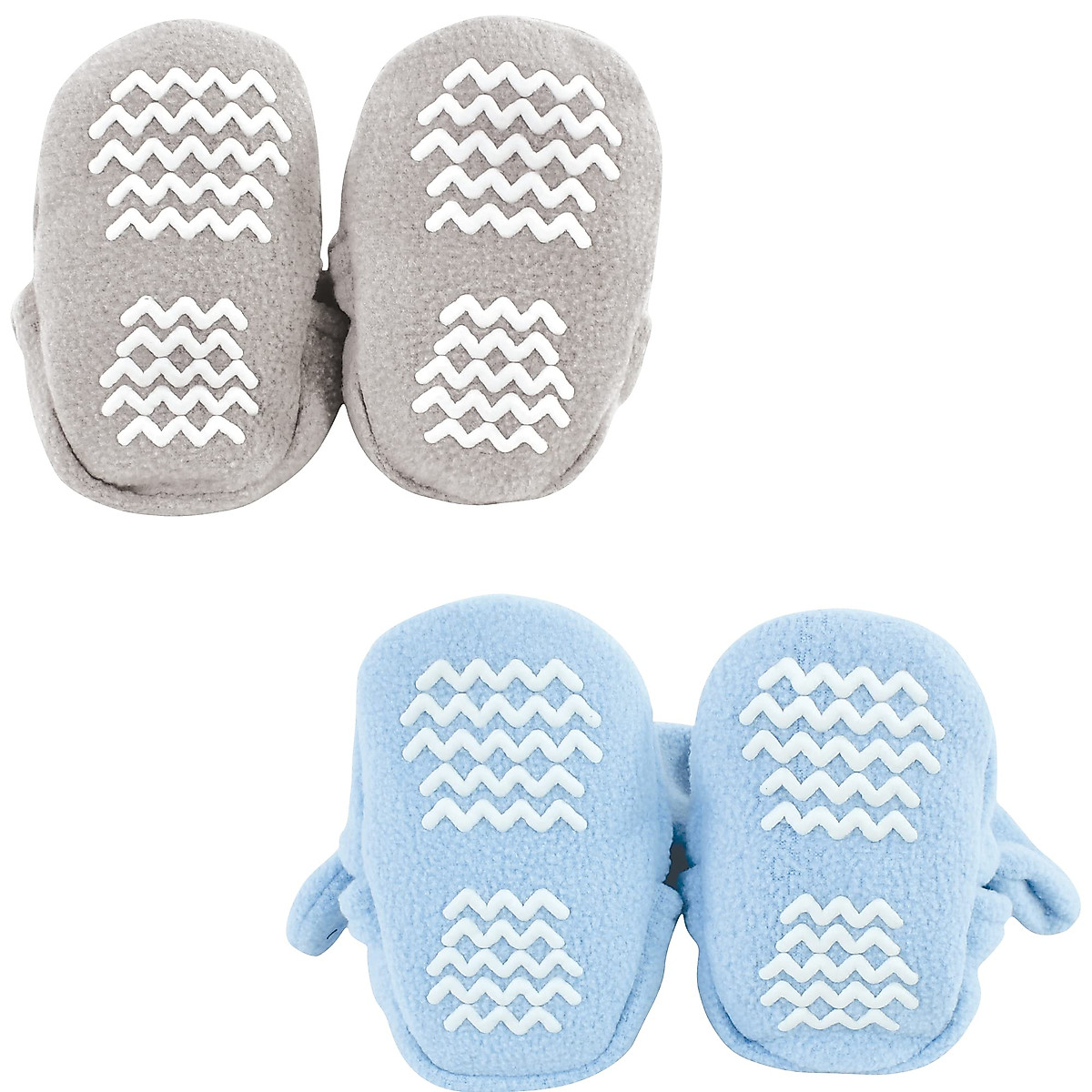 Hudson Baby Unisex-Baby Animal Fleece Booties 2-Pack Socks, Blue Elephant Hippo, 6-12 Months