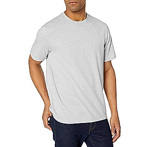 Amazon Essentials Men's Short-Sleeve Crewneck T-Shirt, Pack of 2, Bright Green/Light Grey Heather, Large