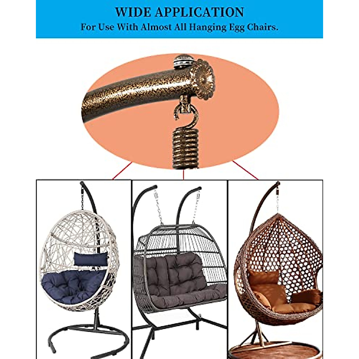 Hammock Chair Ultimate Hanging Kit - Egg Hammock Chair Spring Pin Plug Hardware- 500LB Hammock Chair Hanging kit for Hanging Basket Chairs Hammock and Porch Swings Brown