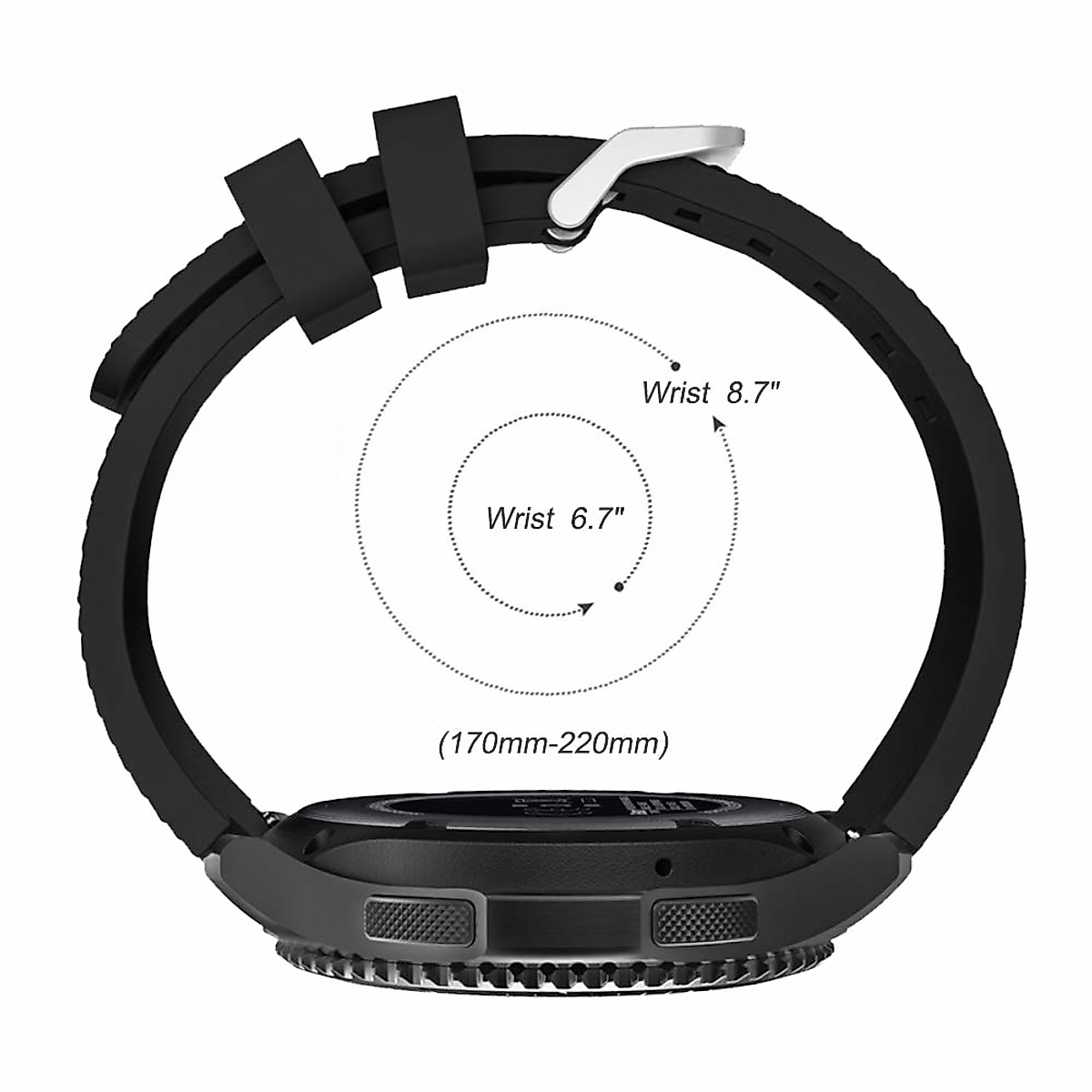 SourceTon Compatible with Huawei Watch GT/Watch GT2 Silicone Bands and Screen Protectors, Silicone Replacement Wristbands (Black & Blue) with Metal Buckle and 2 Screen Films for Huawei Watch GT/ GT2