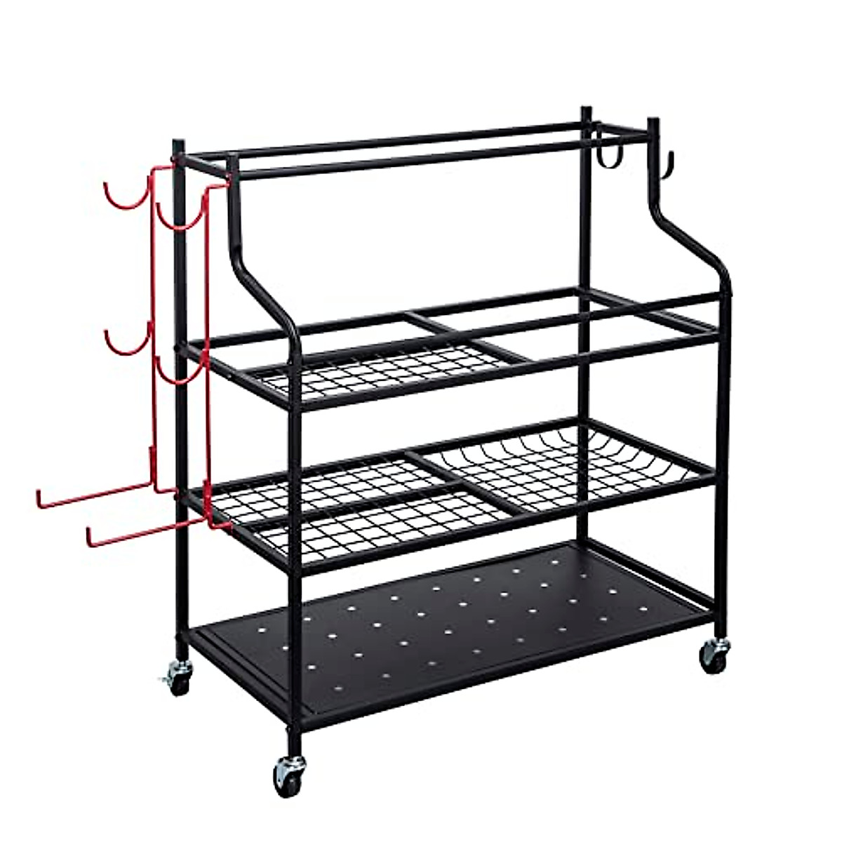 QUSIMI Yoga Mat Equip Storage Rack on Wheel, Dumbbells Kettlebells Workout Storage Weight Rack Cart,Large Home Gym Equipment Multi-use Storage Rack Holder Organizer