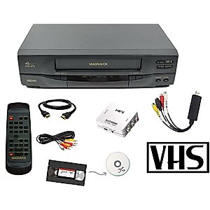 MAGNAVOX VCR Video Cassette Player with Remote, USB Adapter, HDMI Converter (Renewed)