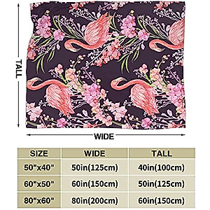 Gbuzozie Fleece Blanket Tropical Pink Flamingos Palm Leaves Lightweight Ultra-Soft Micro Throw Blanket for Sofa Couch Bed Camping Travel - Super Soft Cozy Microfiber Blanket 60"X50"